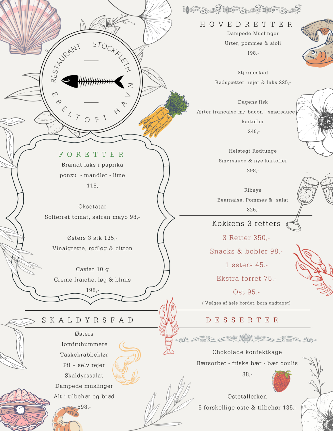 Menuer - Restaurant Stockfleth i Ebeltoft