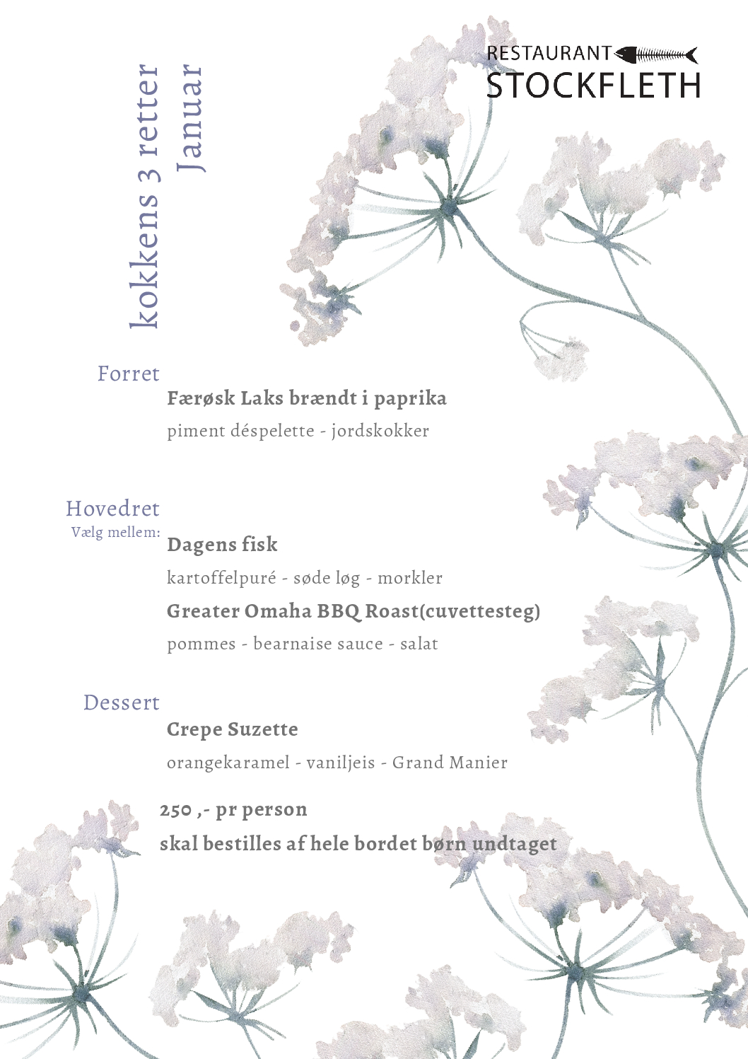 Menuer - Restaurant Stockfleth i Ebeltoft